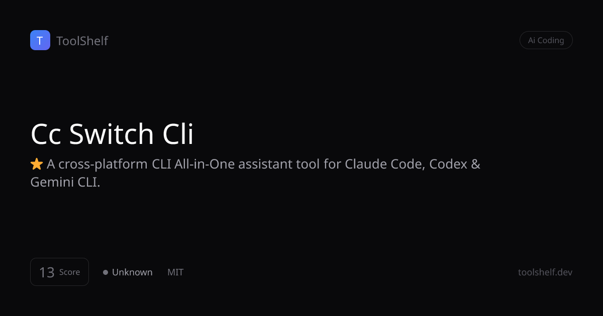 Cc Switch Cli — ⭐️ A cross-platform CLI All-in-One assistant tool for ...