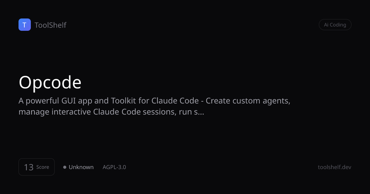 Opcode — A powerful GUI app and Toolkit for Claude Code - Create custom ...